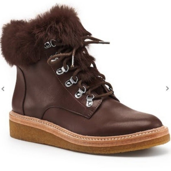 Botkier | Shoes | Botkier Mocha Winter Combat Genuine Leather Fur Lace ...